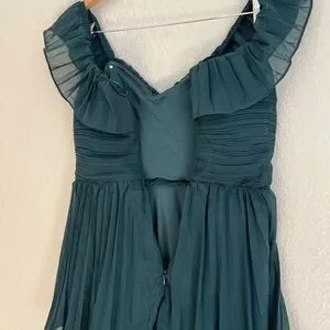 Lulus | Dresses | Always Remarkable Emerald Pleated Offtheshoulder Maxi ...